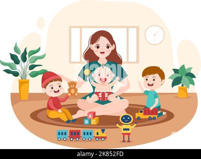 Babysitter or Nanny Services to Care, Provide for Baby Needs and Play ...