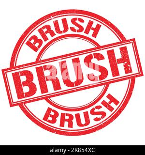 brush text written on red grungy stamp sign Stock Photo - Alamy
