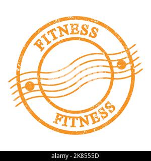FITNESS text written on orange grungy lines stamp sign Stock Photo - Alamy