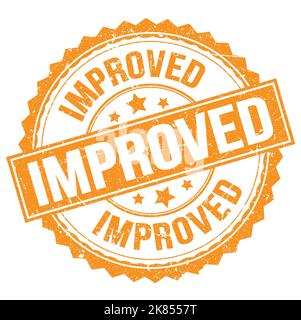 IMPROVED text written on orange-black grungy stamp sign Stock Photo - Alamy