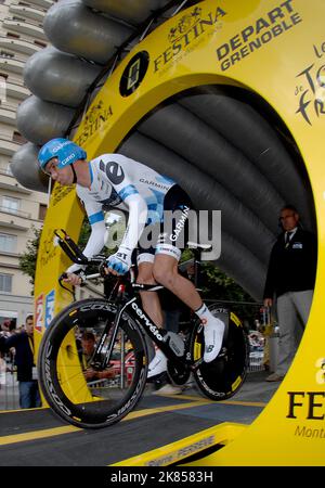 Team Garmin - Cervelo's David Millar at the start of his individual ...