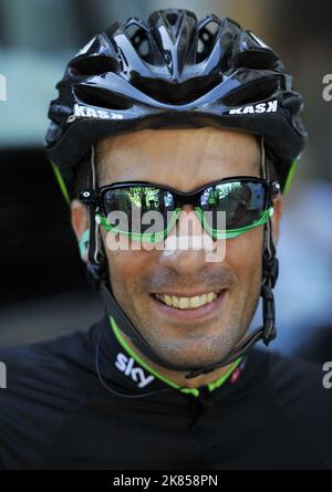Team Sky's Juan Antonio Flecha (C) celebrates winning the Brandt Combat ...