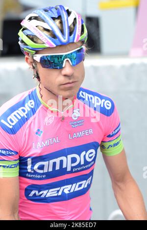 Team Lampre Daikin head on to the stage for the team line up for the ...