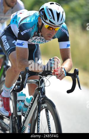 Jerome Pineau team Omega Pharma Quickstep crosses the finish line ...
