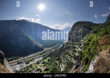 View of the Lacets de Montvernier - the final mountain climb of stage ...
