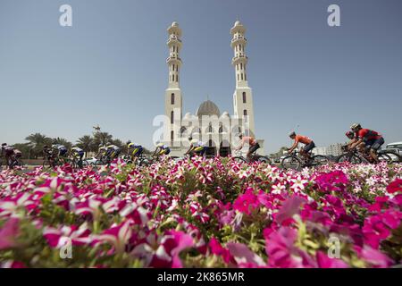 The peleton pass by a Mosque at the beginning of the race Stage 6 Tour ...