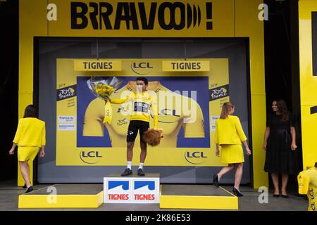 Columbian Egan Bernal for team Ineos the new overall leader of the Tour ...