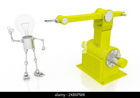 Light bulb figure with industrial robot Stock Photo - Alamy