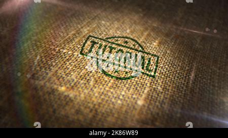 Tutorial stamp printed on linen sack. Online learning and education ...