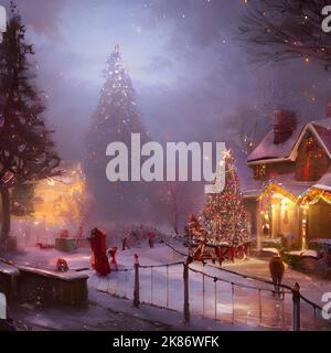 A Christmas scene illustration Stock Photo - Alamy