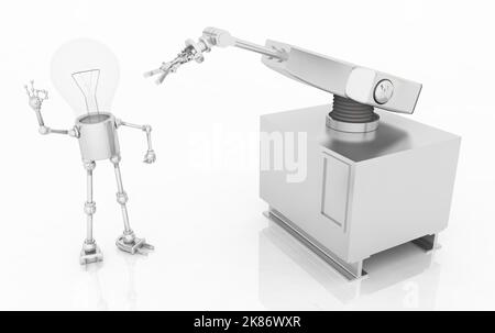 Light bulb figure with industrial robot Stock Photo - Alamy