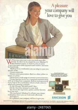Ericsson computer vintage paper advert Stock Photo - Alamy