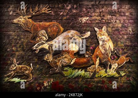 A beautiful painting on the walls of the Colinton Station and Tunnel in ...