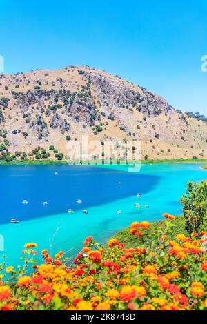 Lake Kournas, Georgioupolis, Chania, Crete, Greek Islands, Greece Stock ...