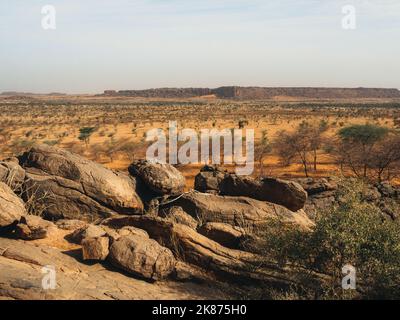 A series of rock formations between Kiffa and Ayoun, Mauritania, Sahara ...