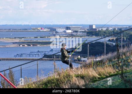 Copenhagen, Denmark - Sept 2022: Ski slope on the roof of Copenhill ...