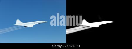 Futuristic supersonic jet airplane fly, isolated on white Stock Photo ...