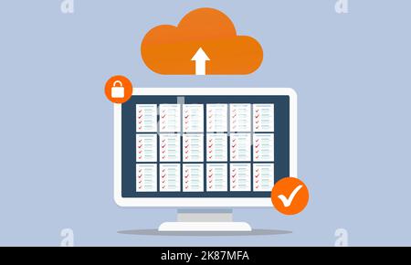 Uploading Files To The Cloud Computing From A Modern Laptop. Safe and ...