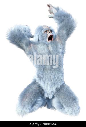 3D rendering of a fantasy creature yeti isolated on white background ...
