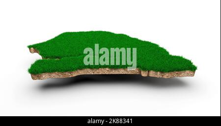 A Senegal Map soil land geology cross section with green grass and ...