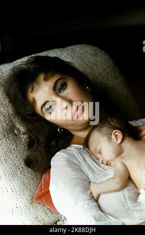 Actress Elizabeth Taylor with Liza Todd, daughter of her marriage to ...