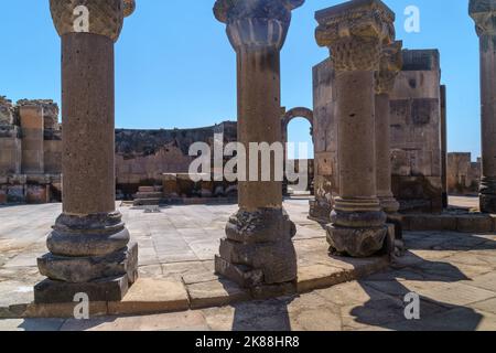 Armenia, the ruins of the ancient monastery of Zvarnots in Yerevan ...