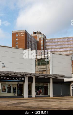 The shopping centre in Eccles a northern town in Greater Manchester ...