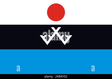 flag of Chukotko-Kamchatkan peoples Evenks at cloudy sky background ...