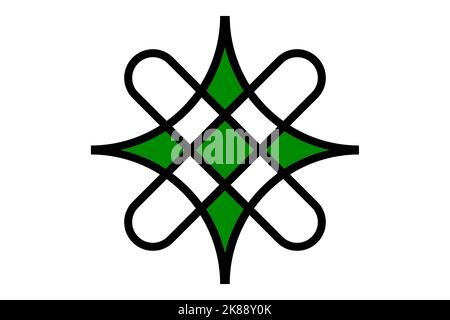 flag of Chadic peoples Hausa people at cloudy sky background, panoramic ...