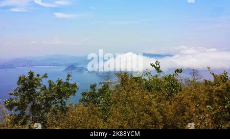 Areal view of a famous Copa Cabana beach in Brazil, Rio de Janeiro ...