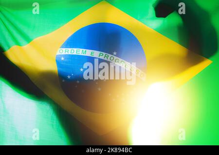 Brazilian Power - Silhouette on the Brazilian Flag Concept Brazilian ...