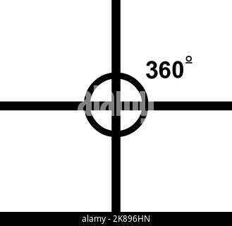 Symbol 360 degrees. Angle 360 degree circle signs, panorama arrows ...