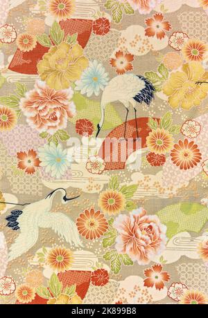 Photograph of a traditional Japanese furoshiki cloth with a summer ...