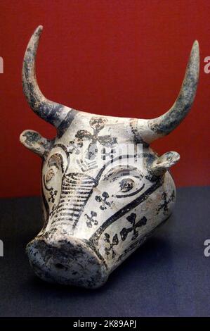 Rhyton in the form of a Bull's Head, 200 B.C.-200 A.D Stock Photo - Alamy