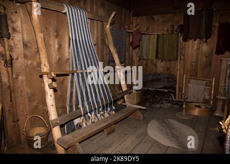 Loom in the interior of a Viking chieftain's longhouse in Borg on ...