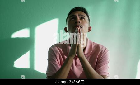 One Brazilian man worshipping divinity asking for help. South American ...