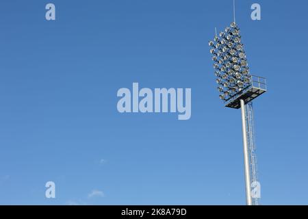 light tower with many luminous projectors to illuminate the night ...