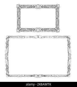 Decorative frame for coloring book. Handcrafted illustration with ...