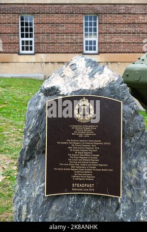 The Queen's York Rangers Museum. Historic plaque by the light armoured ...