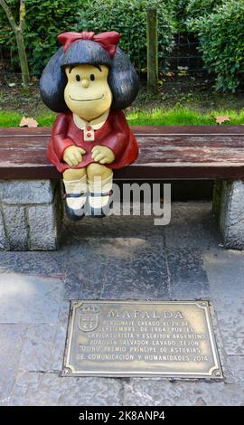 The statue of "Mafalda," a famous cartoon character created by ...