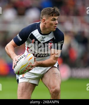 Jack Welsby of England with the World Cup Ball during the Rugby League ...