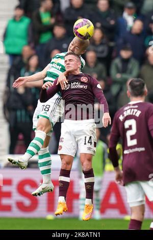 Heart of Midlothian's Cameron Devlin (left) is fouled by Livingston's ...