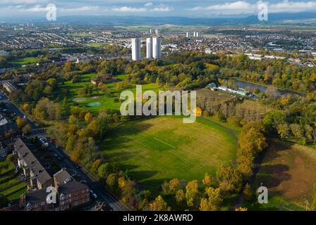 Aerial view of Springburn Park in north Glasgow, Scotland, UK Stock ...