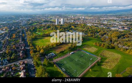 Aerial view of Springburn Park in north Glasgow, Scotland, UK Stock ...