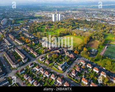 Aerial view of Springburn Park in north Glasgow, Scotland, UK Stock ...