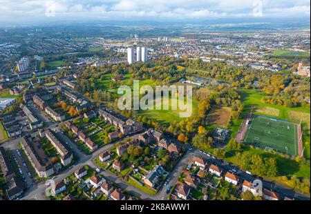 Aerial view of Springburn Park in north Glasgow, Scotland, UK Stock ...