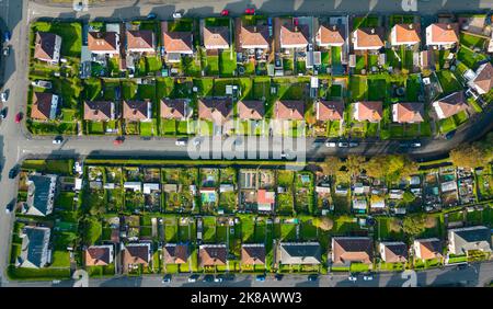 Aerial view of housing estate at Springburn in Glasgow, Scotland, UK ...
