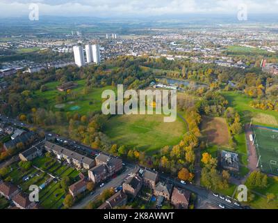 Aerial view of Springburn Park in north Glasgow, Scotland, UK Stock ...