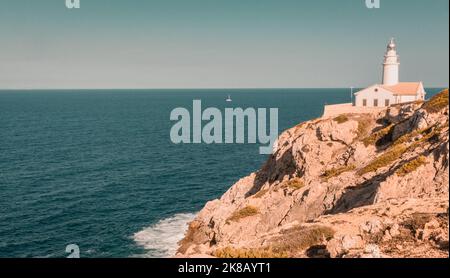 Coastal landscape from Cape Capdepera with lighthouse on the island of ...