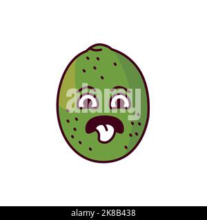 Lime with the emotion of disgust color line icon. Mascot of emotions ...